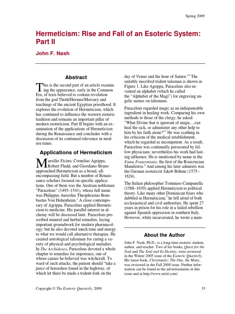 Hermetic Ism Part II by John Nash | PDF | Hermeticism | Alchemy