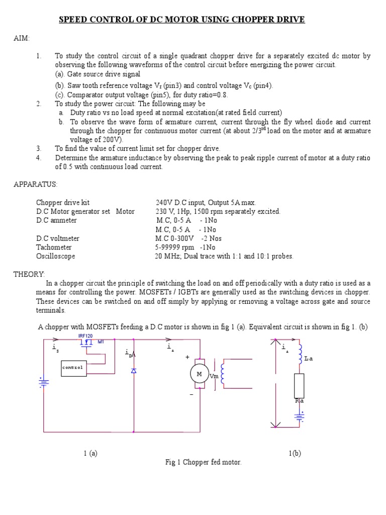 Chopper Drive for DC Motor Speed Control | PDF | Field Effect ...