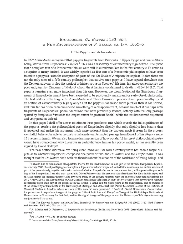 Empedocles Nature | PDF | Science | Philosophical Science