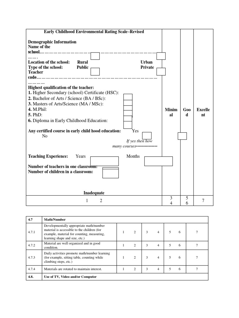 Assessing Early Childhood Learning Environments: A Document Using the ...
