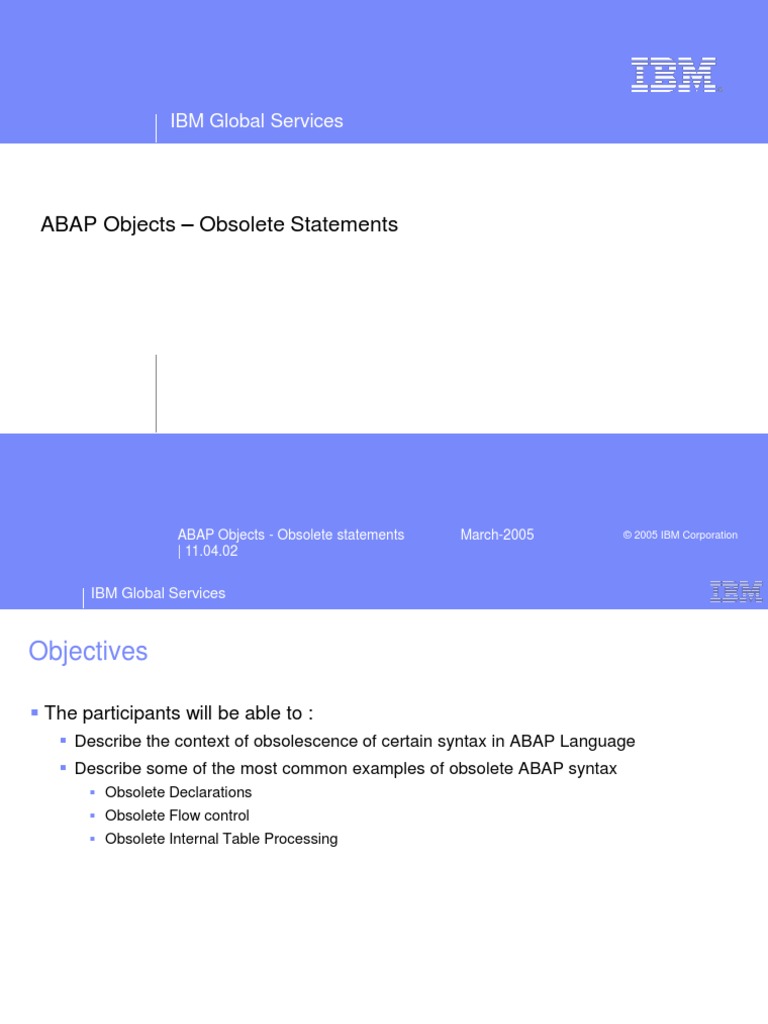 Chapter 03ABAP Objects Obsolete Statements | PDF | Software Development ...