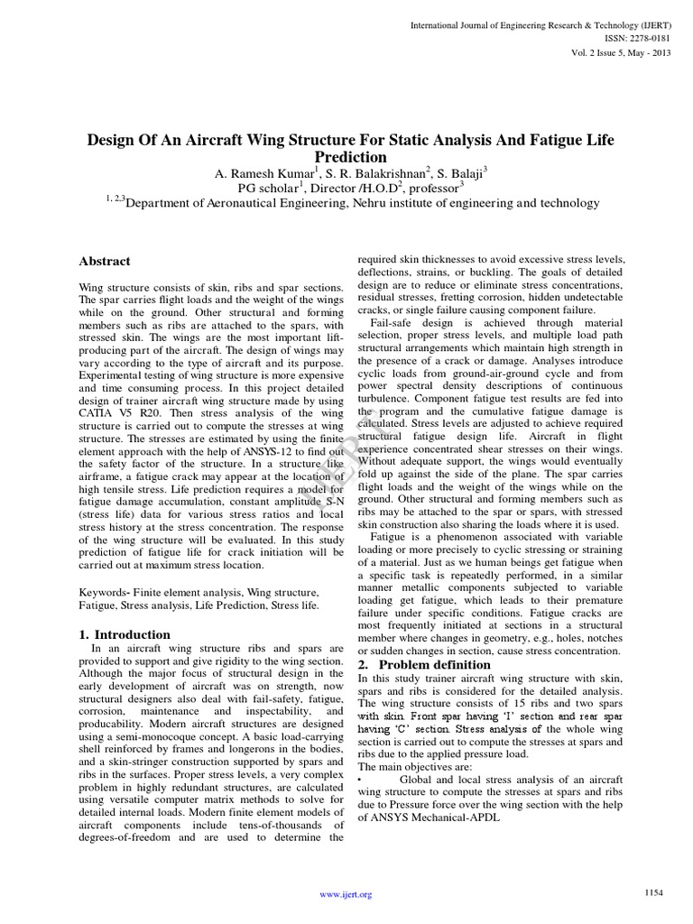 Wing Structure Design and Analysis | PDF | Fatigue (Material ...