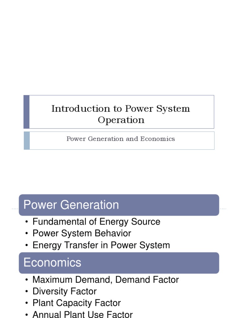Introduction To Power System Operation | PDF | Power Station | Steam