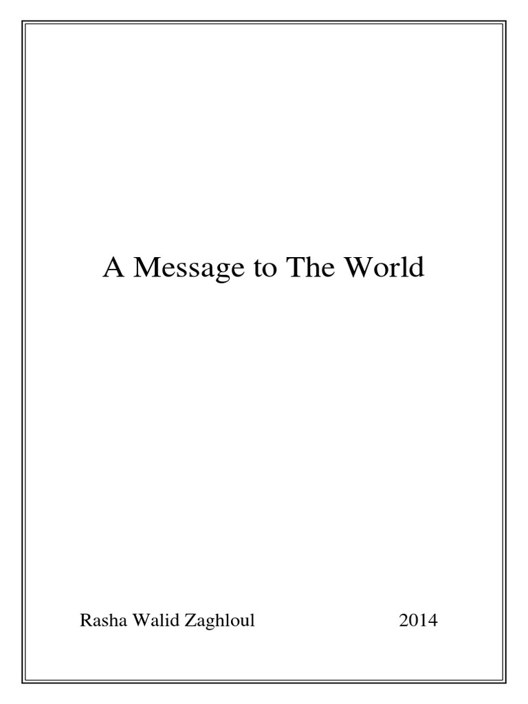 A Message To The World: Rasha Walid Zaghloul 2014 | PDF | Hijab | Sahabah
