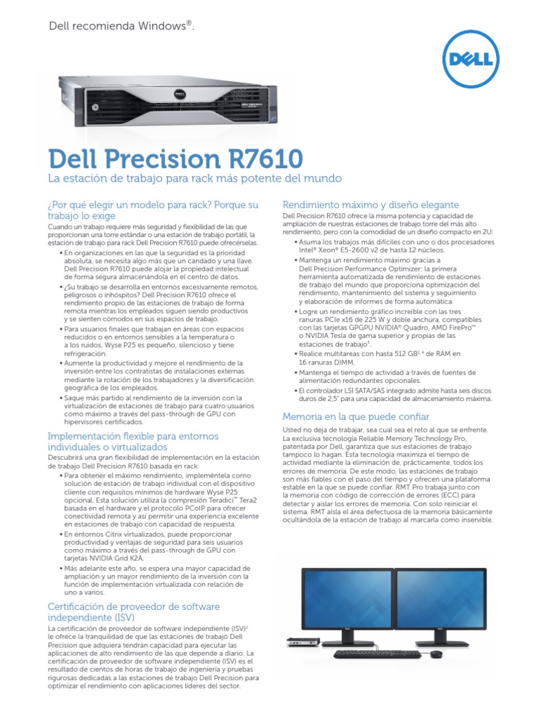 Dell Precision R7610 Spec Sheet - ES | PDF | Puesto de trabajo ...