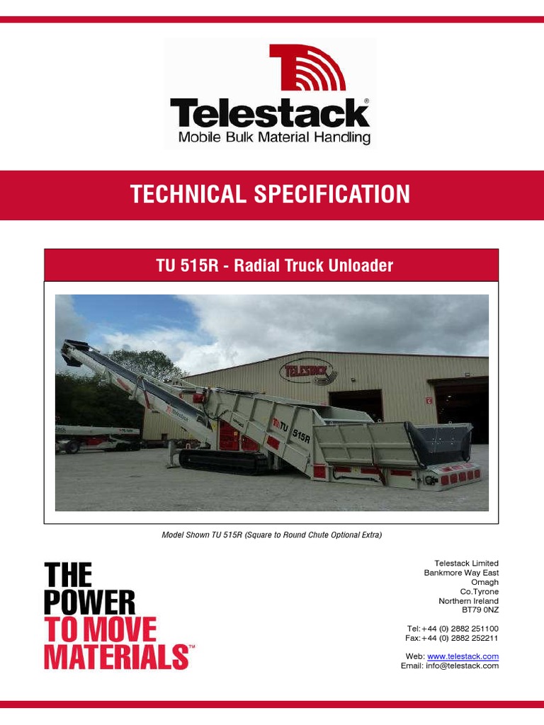 TU 515R Mobile Truck Unloader Specs | PDF | Loader (Equipment) | Truck