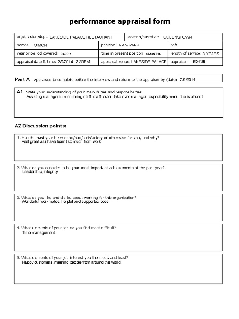 Appraisal Form Copy | Leadership | Leadership & Mentoring