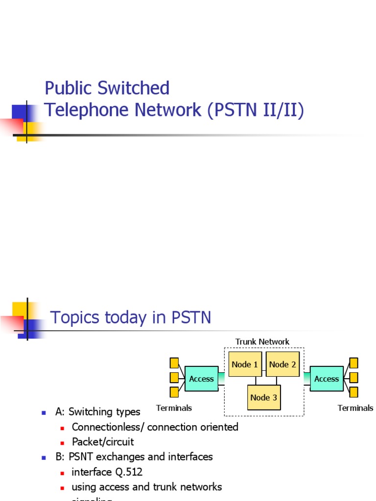 Public Switched Telephone Network (PSTN II/II) | PDF | Network ...