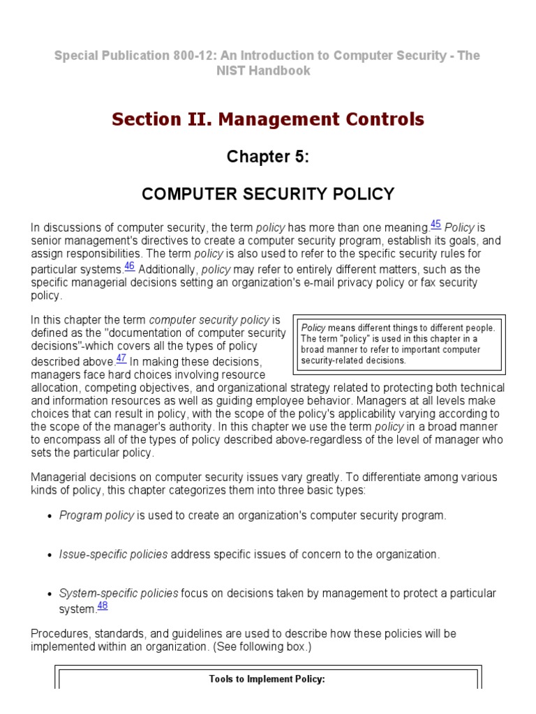 NIST Special Publication | Policy | Online Safety & Privacy