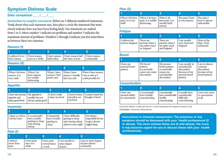 Symptom Distress Scale Assessment Guide | PDF
