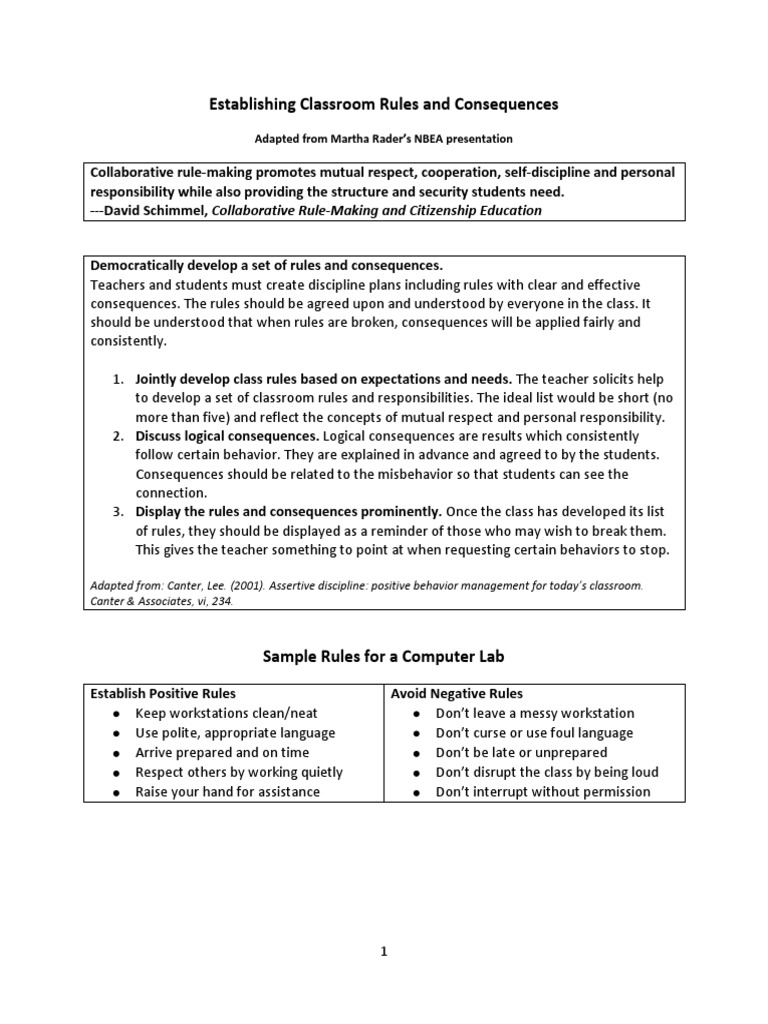 Classroom Rules and Discipline Strategies | PDF | Classroom | Special ...