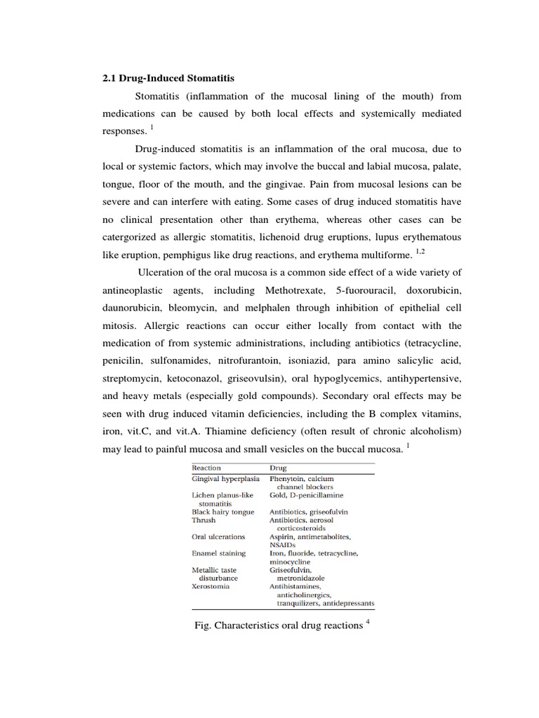 Drug Induced Stomatitis | PDF | Cutaneous Conditions | Health Sciences