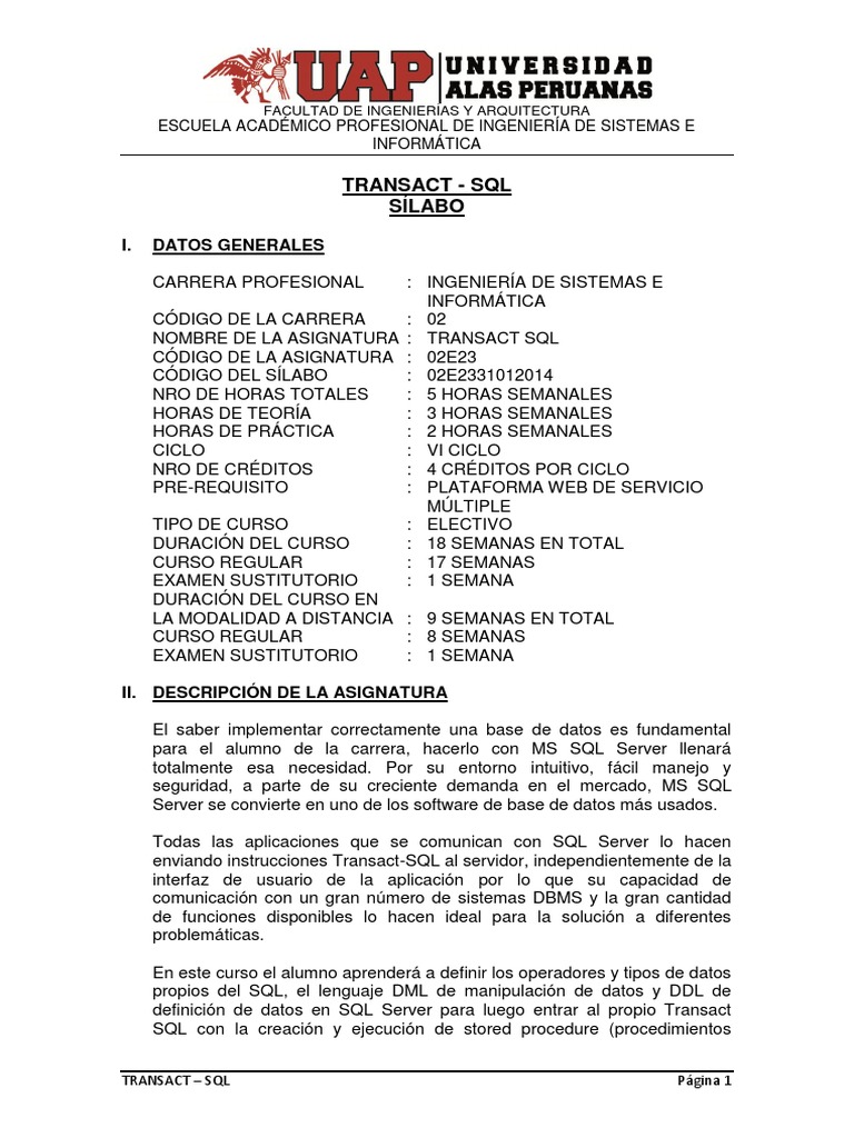 Transact - SQL | PDF | Servidor SQL de Microsoft | Prueba (evaluación)