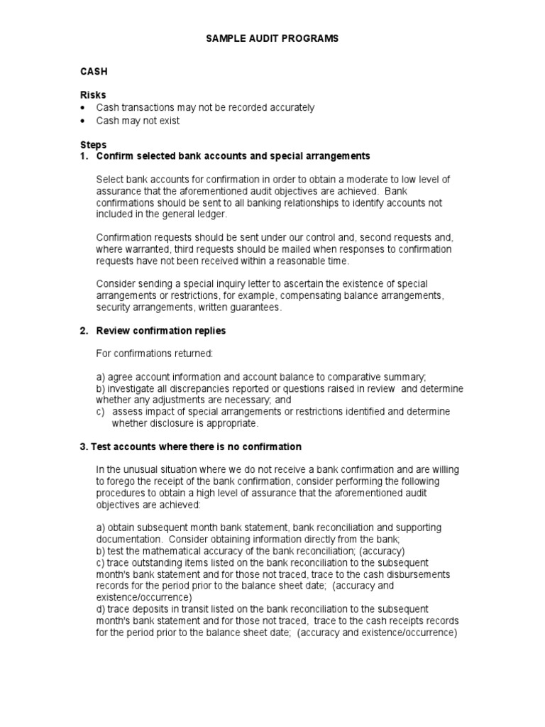 Sample Audit Program | PDF | Accounts Payable | Inventory
