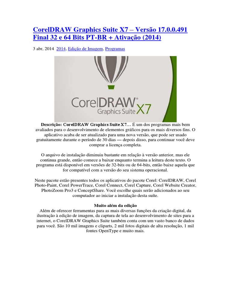 CorelDRAW Graphics Suite X7 versão final PT-BR + ativação | PDF ...