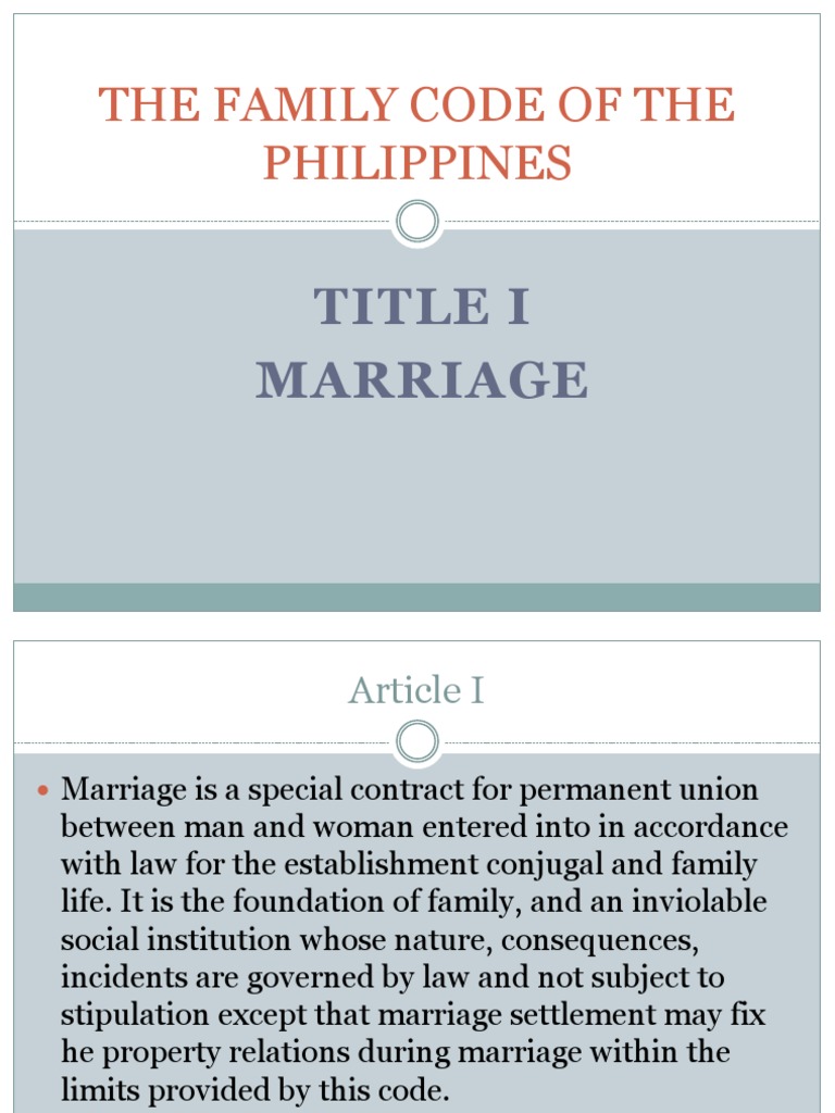 The Family Code of The Philippines | PDF | Marriage | Social Institutions
