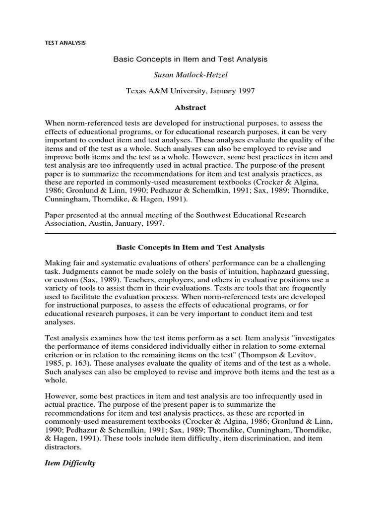 Test Analysis | PDF | Test (Assessment) | Errors And Residuals