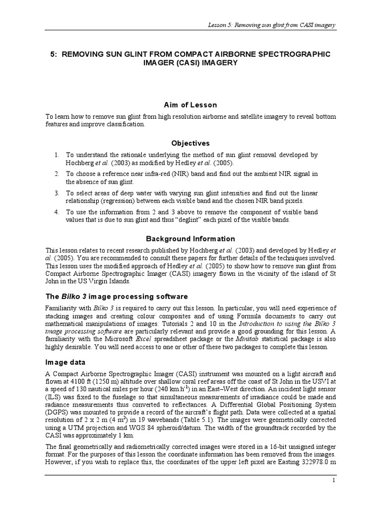 Envi - Sunglint Reduction | PDF | Infrared | Image Resolution