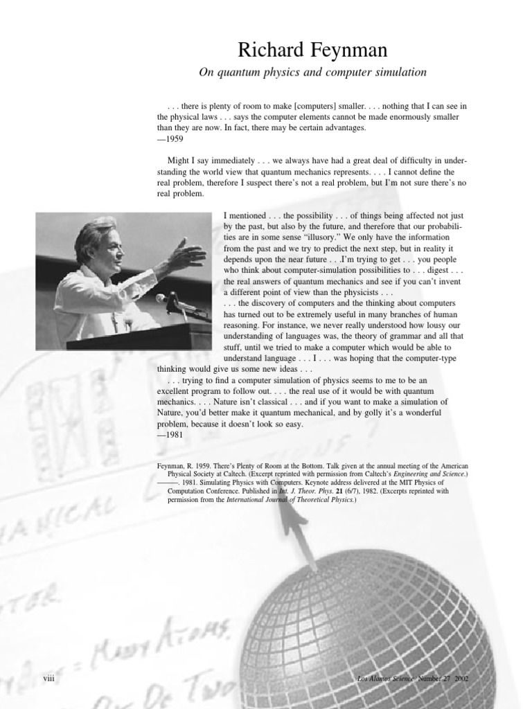 Richard Feynman: On Quantum Physics and Computer Simulation | PDF ...