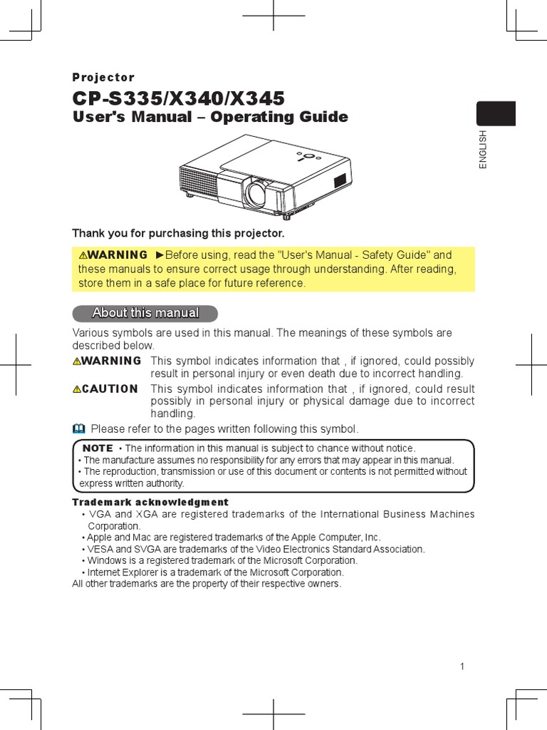 Hitachi CP-X345 Projector Manual | PDF | Menu (Computing) | Computer ...