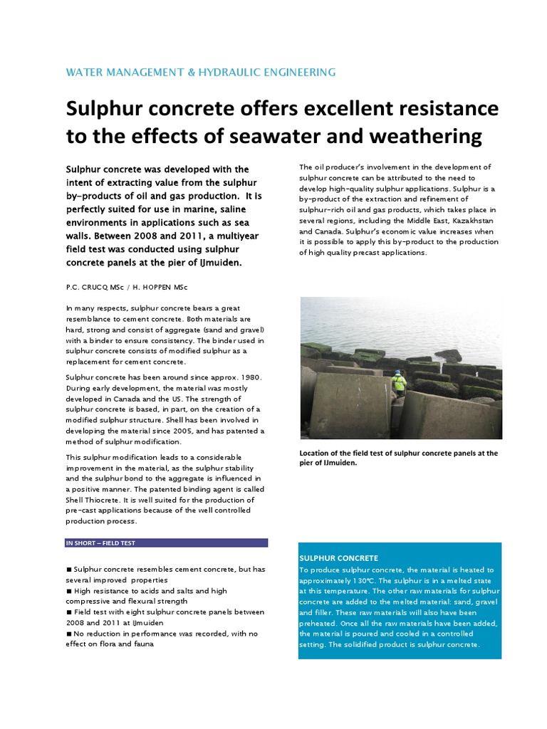Demonstrating the Durability of Sulphur Concrete: Results from a Three ...