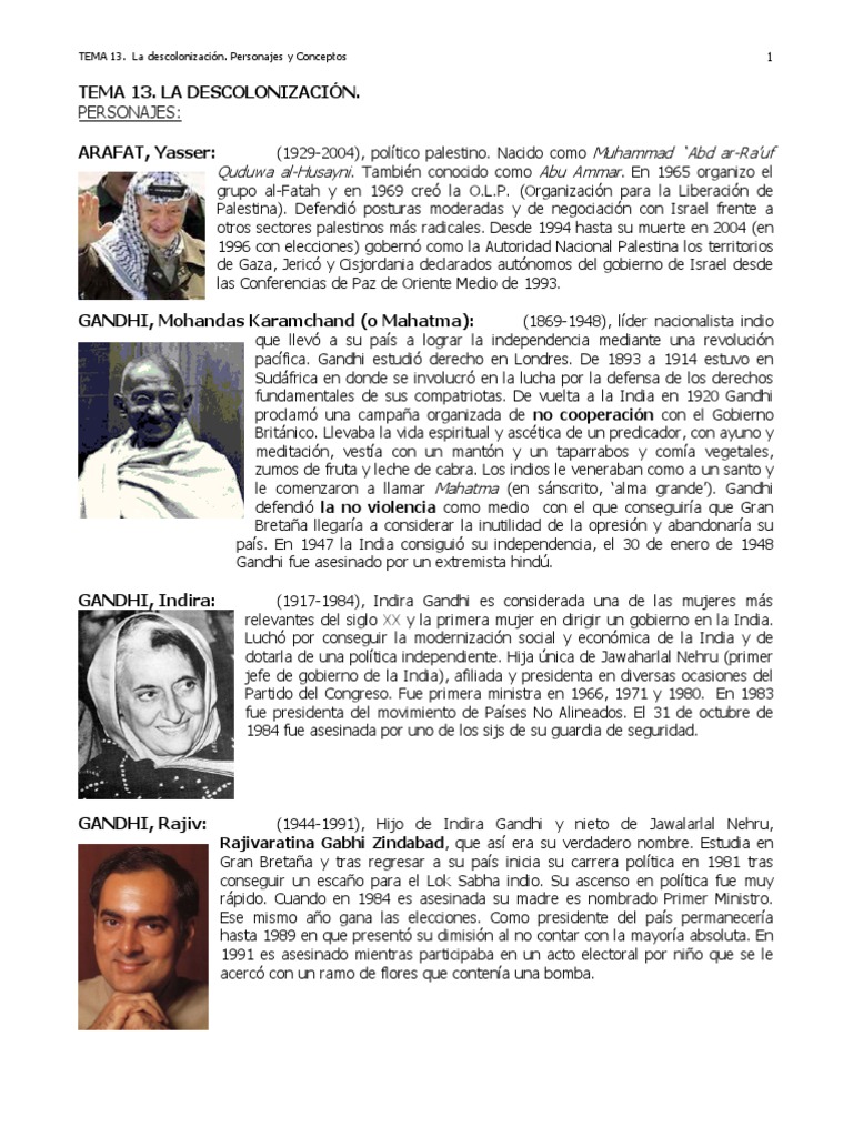 Tema 13 La Descolonizacion | PDF | Autoridad nacional palestina | Franja de Gaza