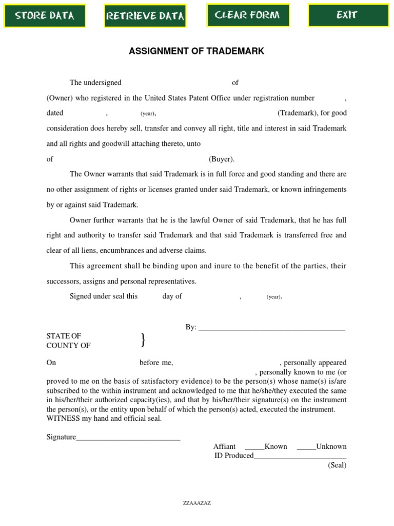 Assignment of Trademark: (Year) | PDF