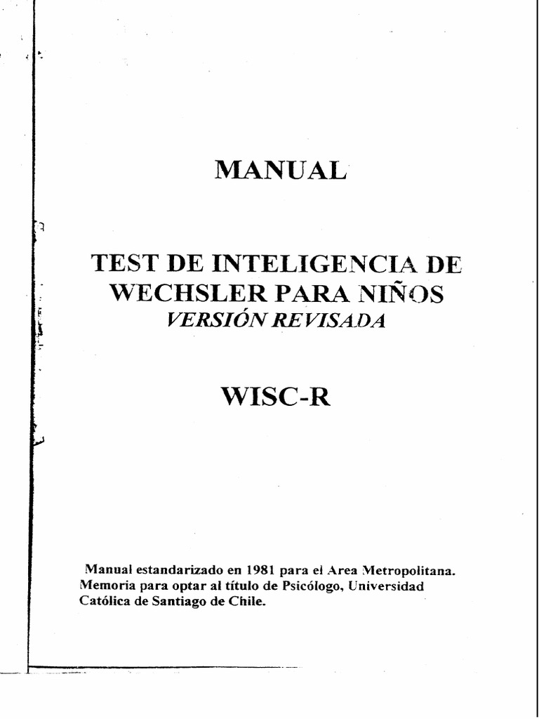 Manual Wisc-R (Test de Inteligencia Wechsler para Niños) PDF | PDF