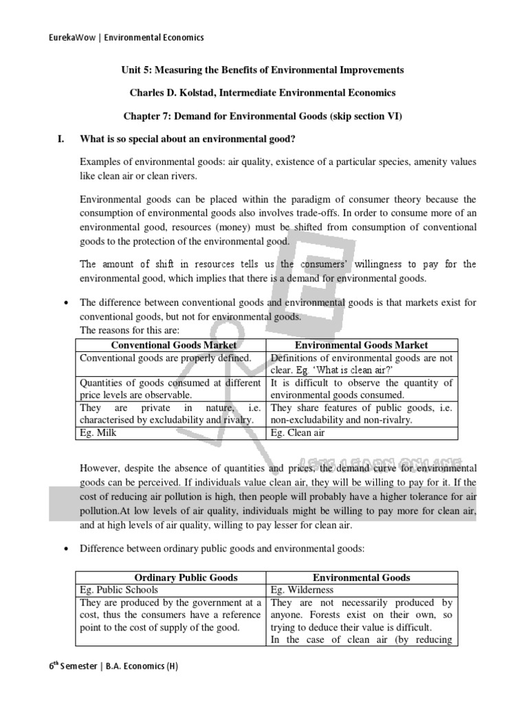 Demand for Environmental Goods | PDF | Demand | Economic Surplus