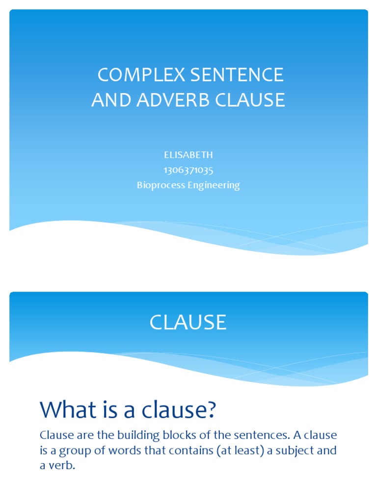 Complex Sentences and Adverb Clauses | PDF | Clause | Sentence ...