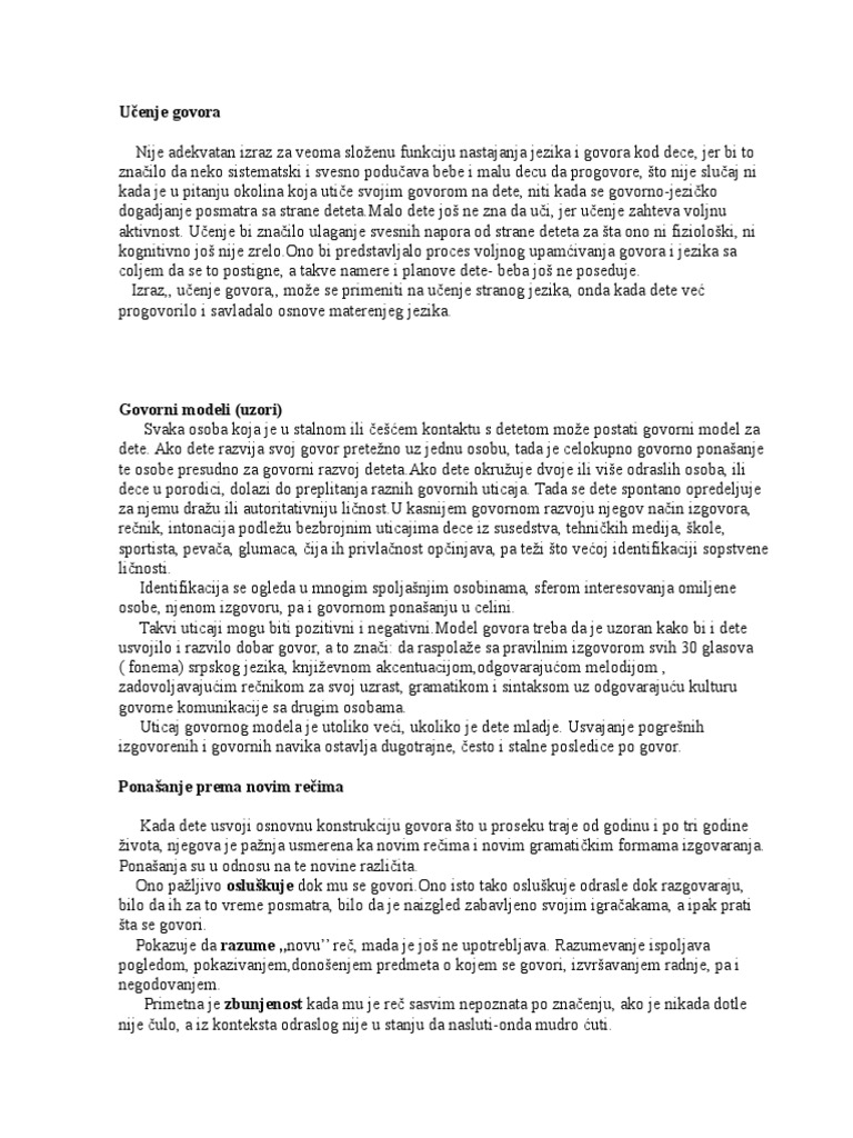 Logopedija, Govorni Poremećaji | PDF