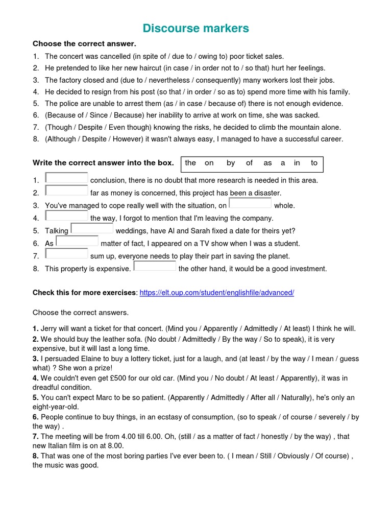 Discourse Markers PDF | PDF