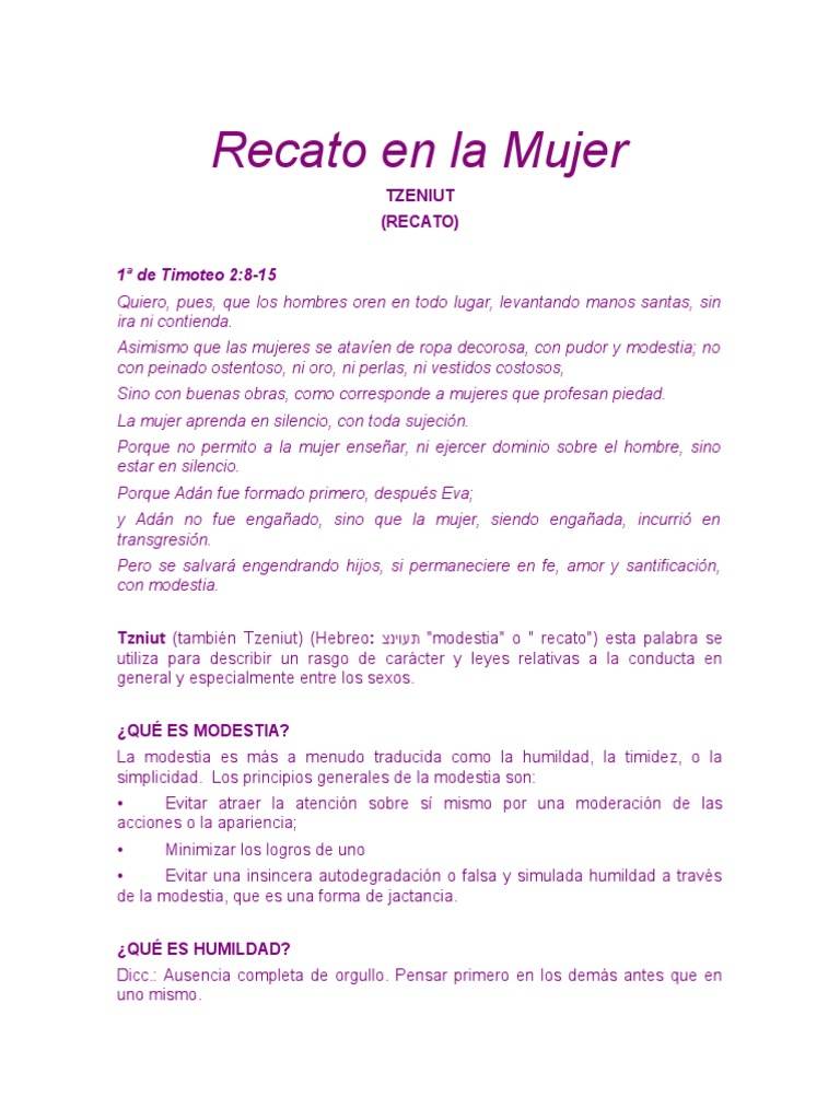 Recato en La Mujer | PDF | Mujer | Shabat