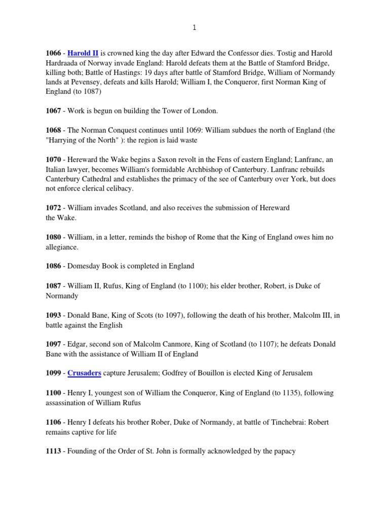 Timeline of British History | PDF | House Of York | Henry Viii Of England