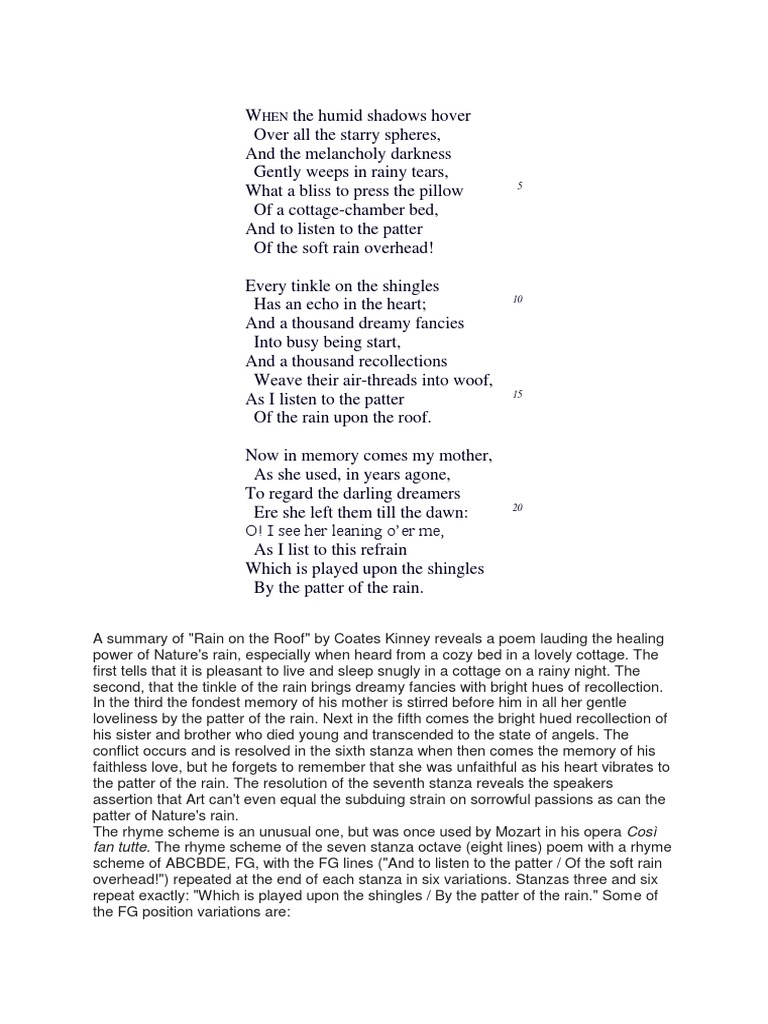 Poem Rain of The Roof | PDF | Poetry