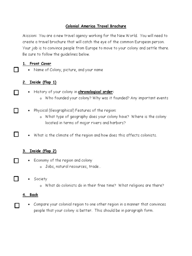 Colonial America Travel Brochure | PDF | Politics | Travel