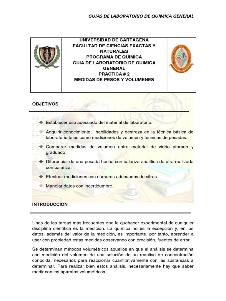Uso de Balanza en Química General | PDF | Medición | Volumen