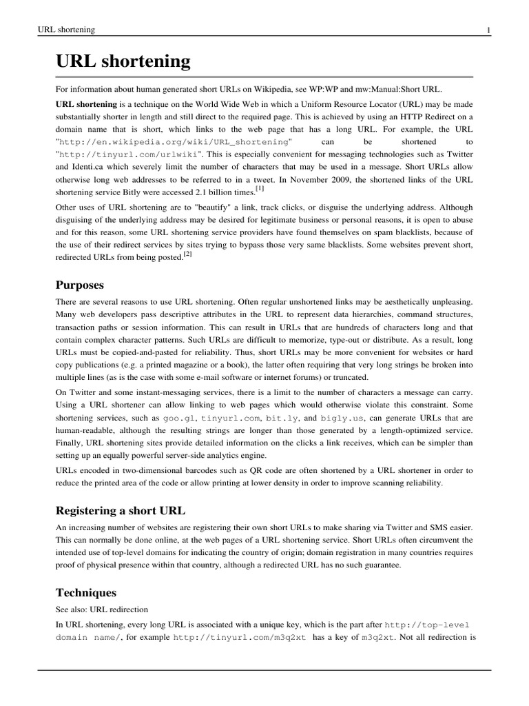 Wiki URL Shortening | PDF | Application Layer Protocols | Web Technology