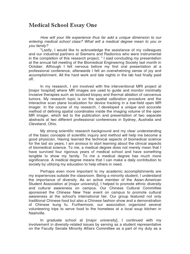 Medical School Essays | PDF | Medical School | Preventive Healthcare