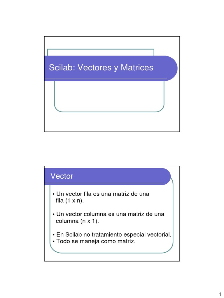 J27 - Scilab - Vectores y Matrices | PDF | Matriz (Matemáticas ...