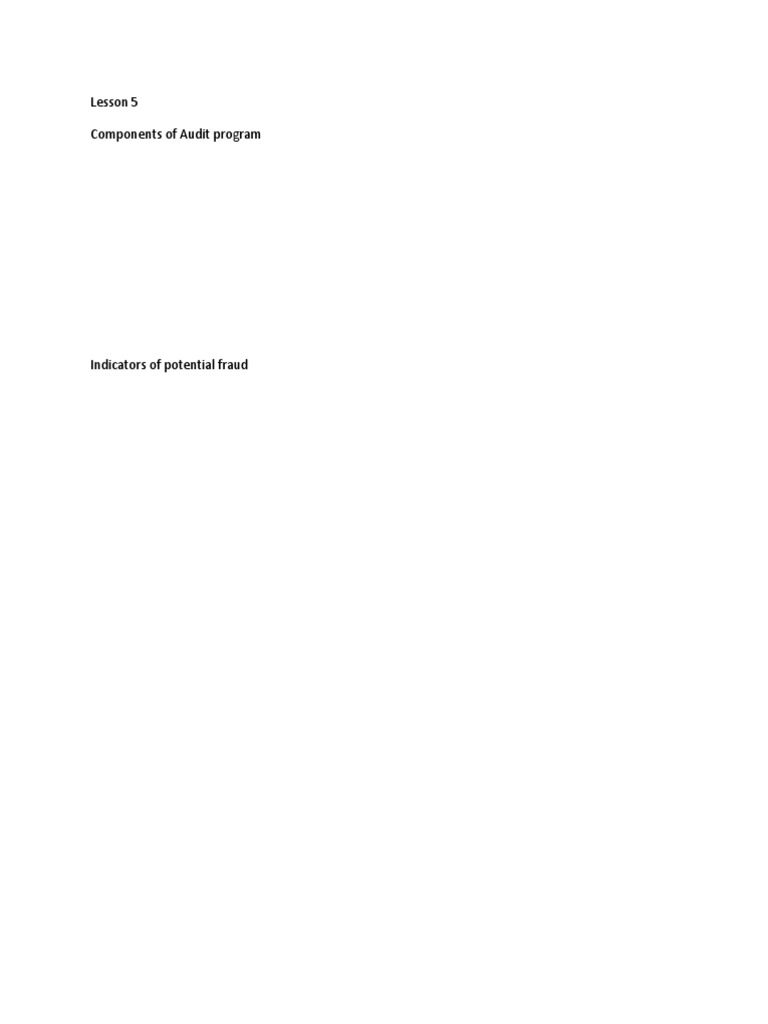 Audit Program Components & Fraud Indicators | PDF