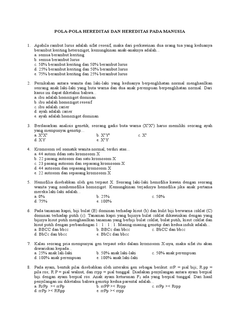 BAB 25 Pola Hereditas & Hereditas PD Manusia | PDF | Sains & Matematika