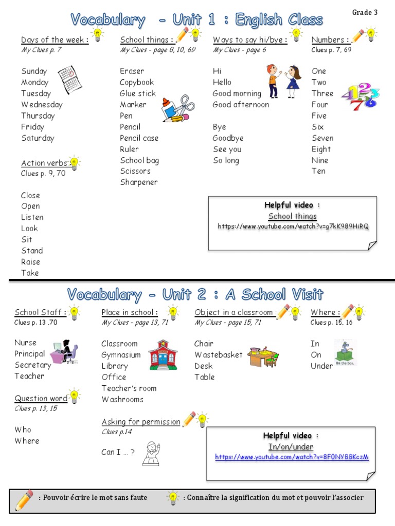 Grade 3 English Vocabulary Guide | PDF