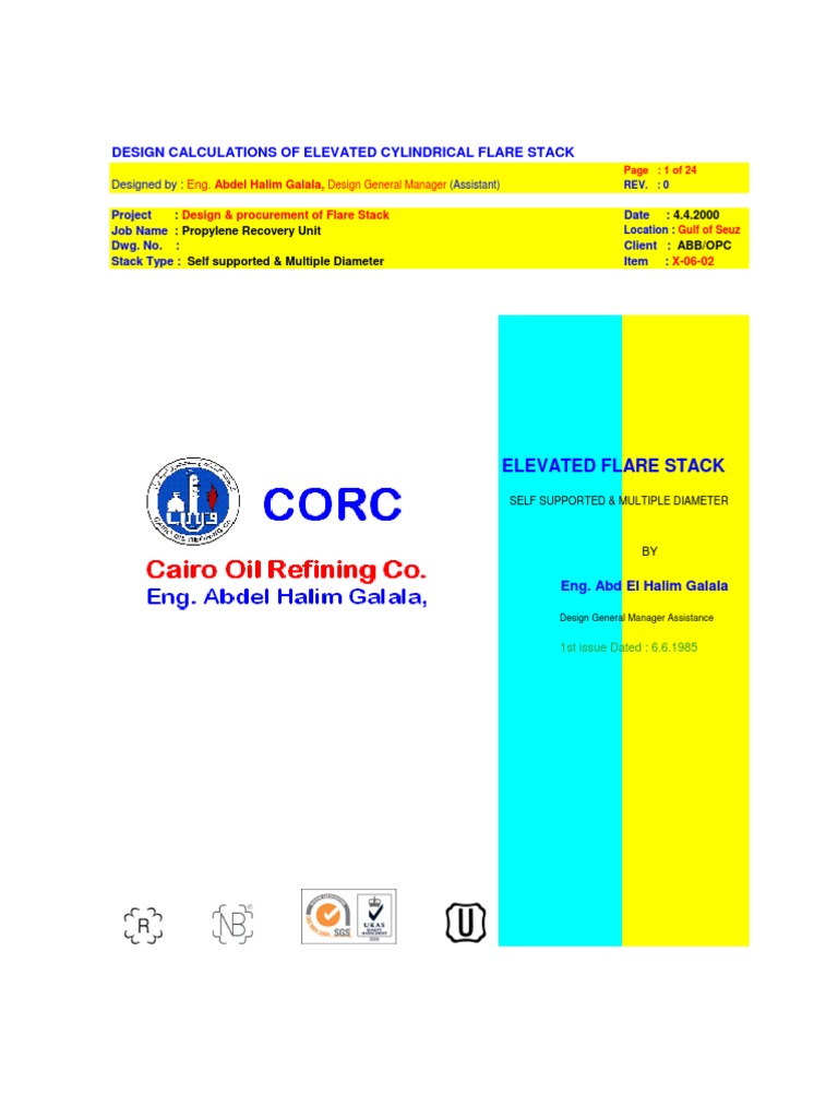 Flare Stack Mechanical Design Calculations | PDF | Screw | Buckling