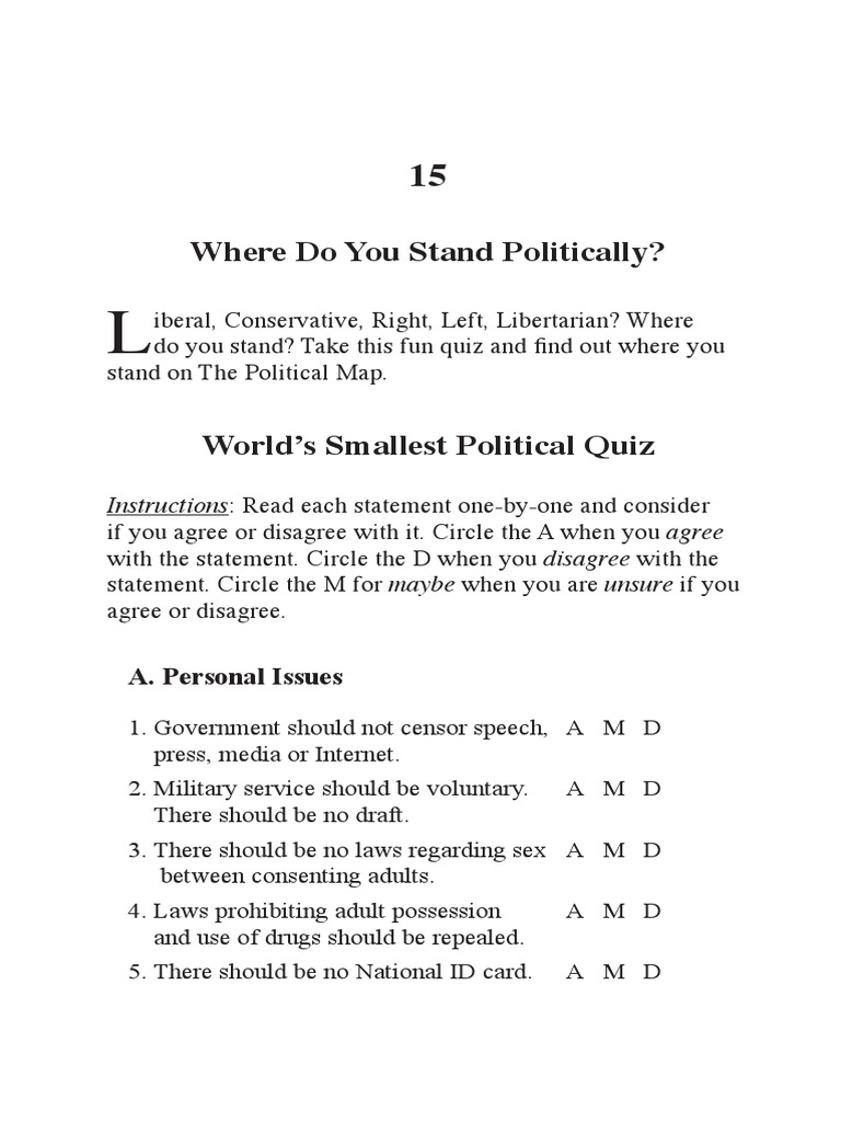 Political QUiz: WHere Do You Stand? | PDF | Liberty | Libertarianism
