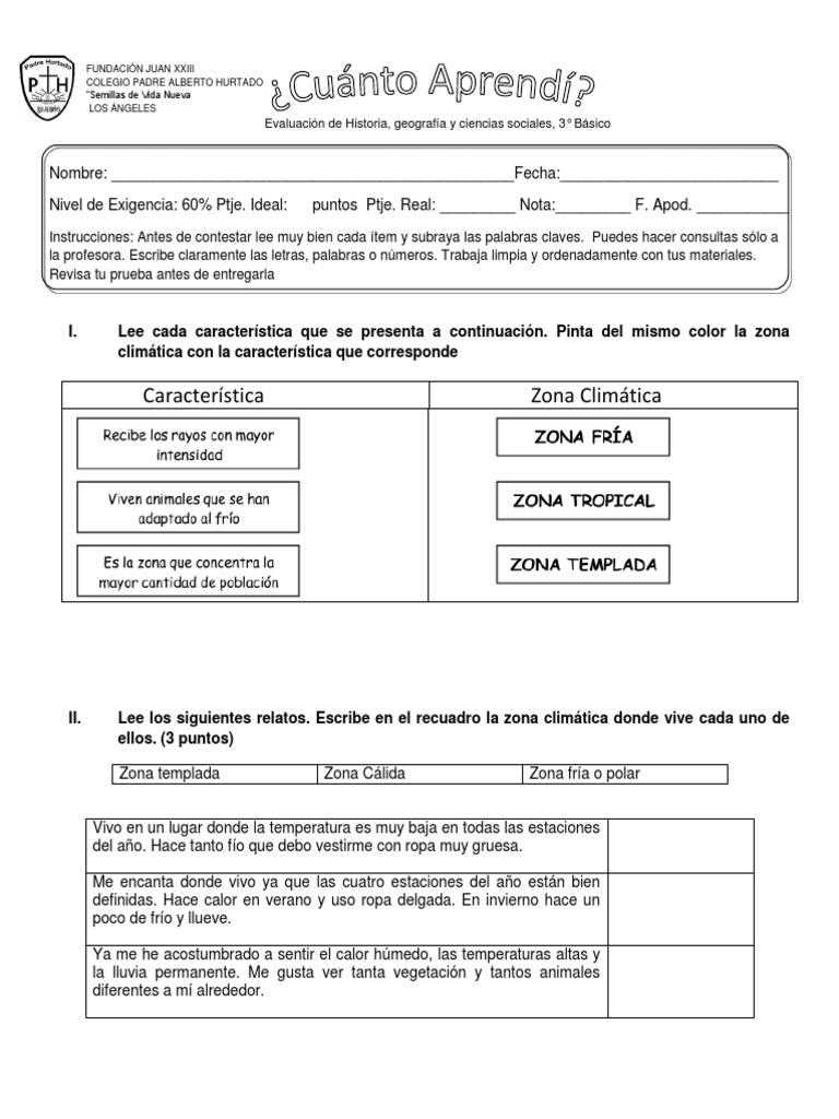 Prueba Zonas Climáticas | PDF | Clima templado | Clima