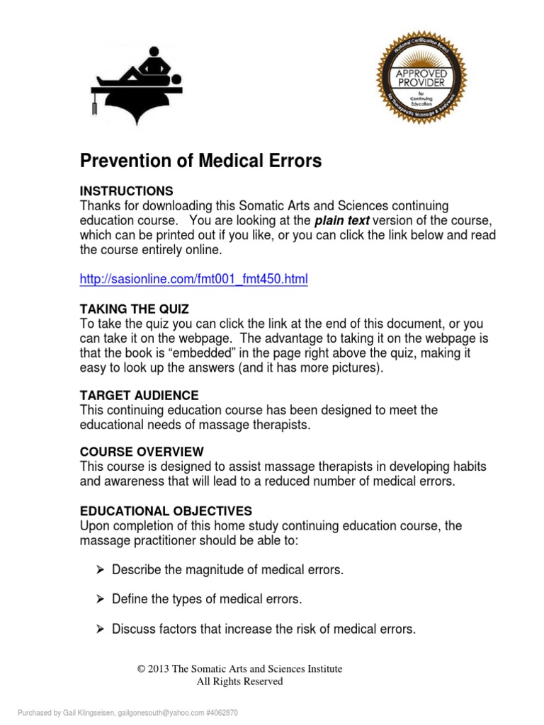 Fmt001 Prevention Of Medical Errors Pdf Medical Error Patient Safety