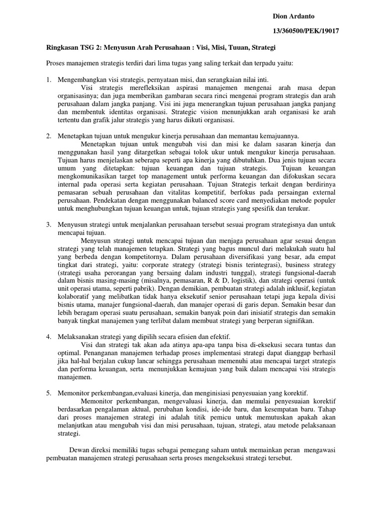 Proses Perumusan Strategi Dan Pelaksanaannya Berisi Lima Tahapan Kunci ...