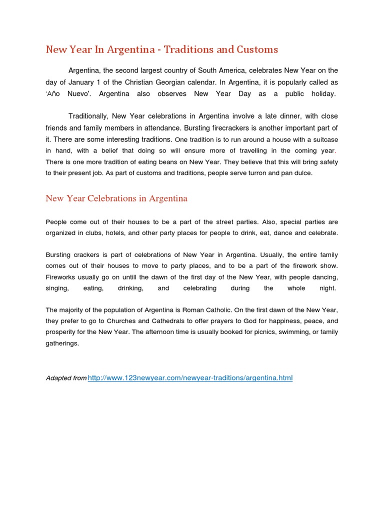 New Year Traditions in Argentina | PDF | Observances | Traditions