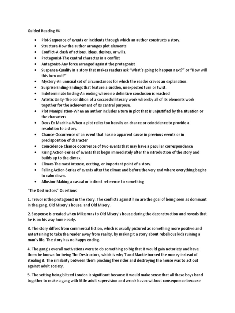 Analyzing "The Destructors" Elements | PDF | Plot (Narrative)
